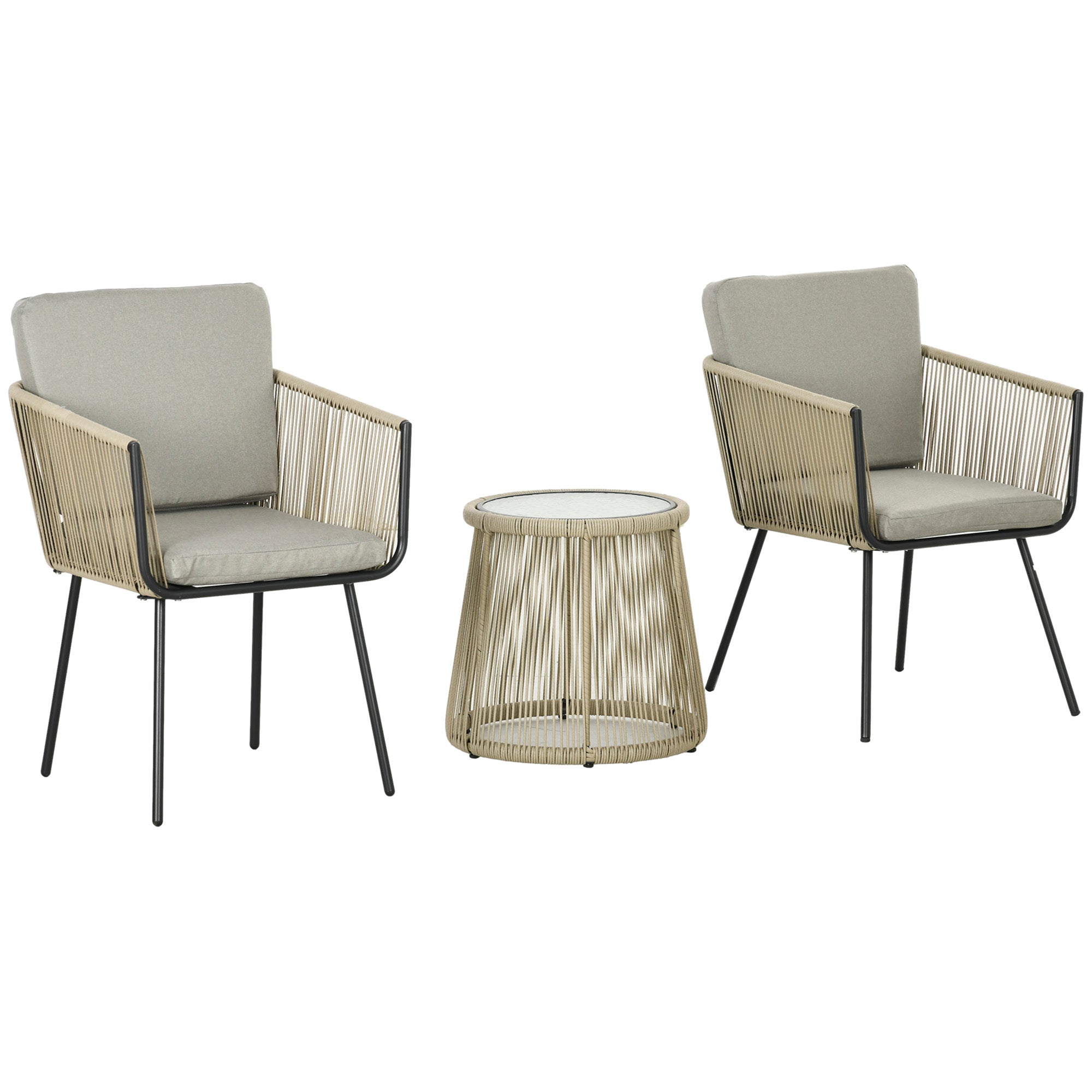 Outdoor Set with Glass Coffee Table and 2 Rattan Garden Chairs Boho St ...