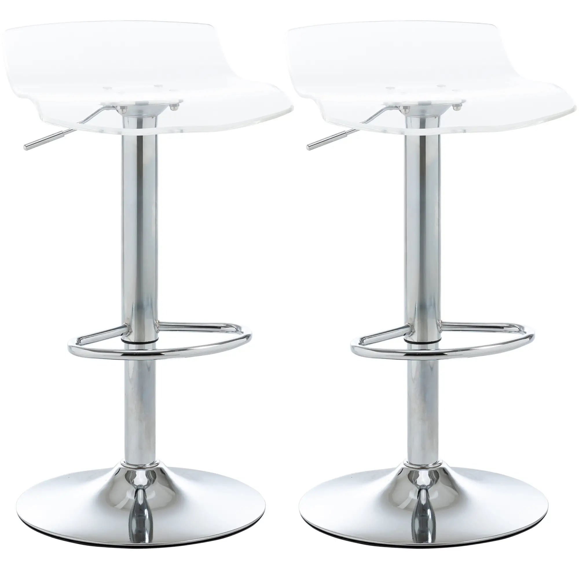 Set of 2 Bar Stools with Adjustable Height, Swivel Seat and Footrest ...