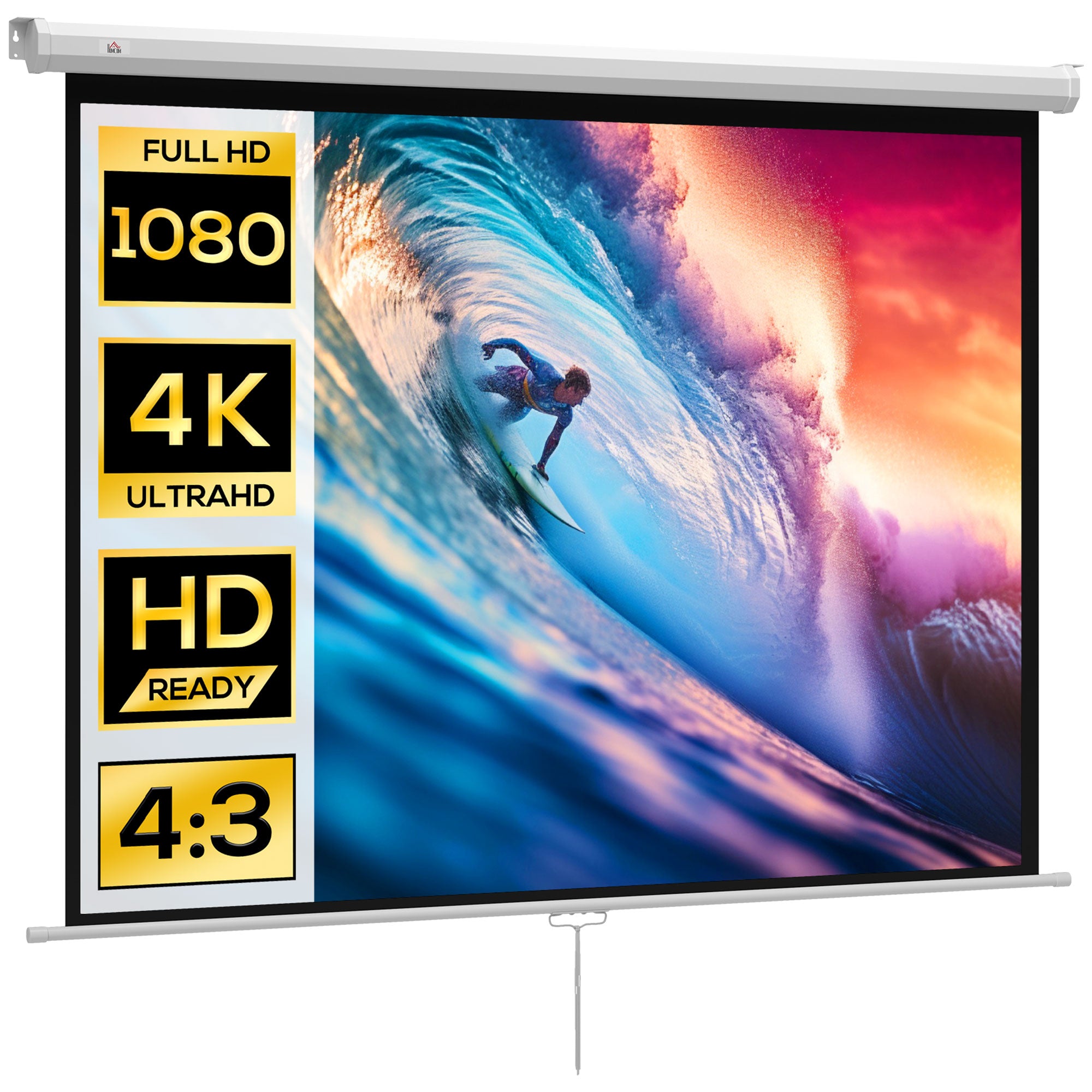 Projector Screen 84" 4:3 Format, 160° Angle and Ceiling or Wall Mount ...