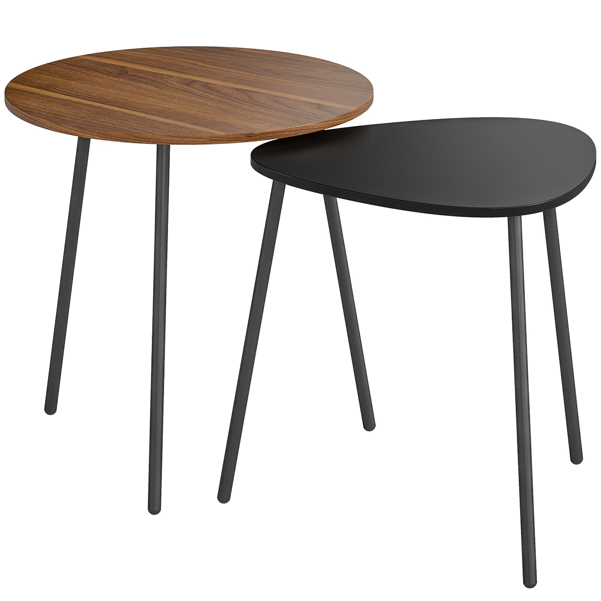 Set of 2 Stackable Coffee Tables with Metal Frame for Living Room and ...