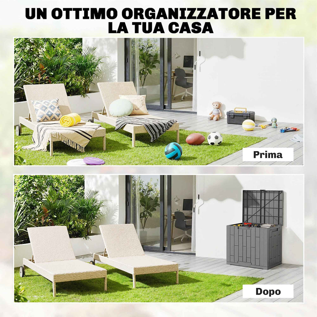 Outsunny 114L Waterproof and UV-Resistant Resin Garden Storage Box wit ...