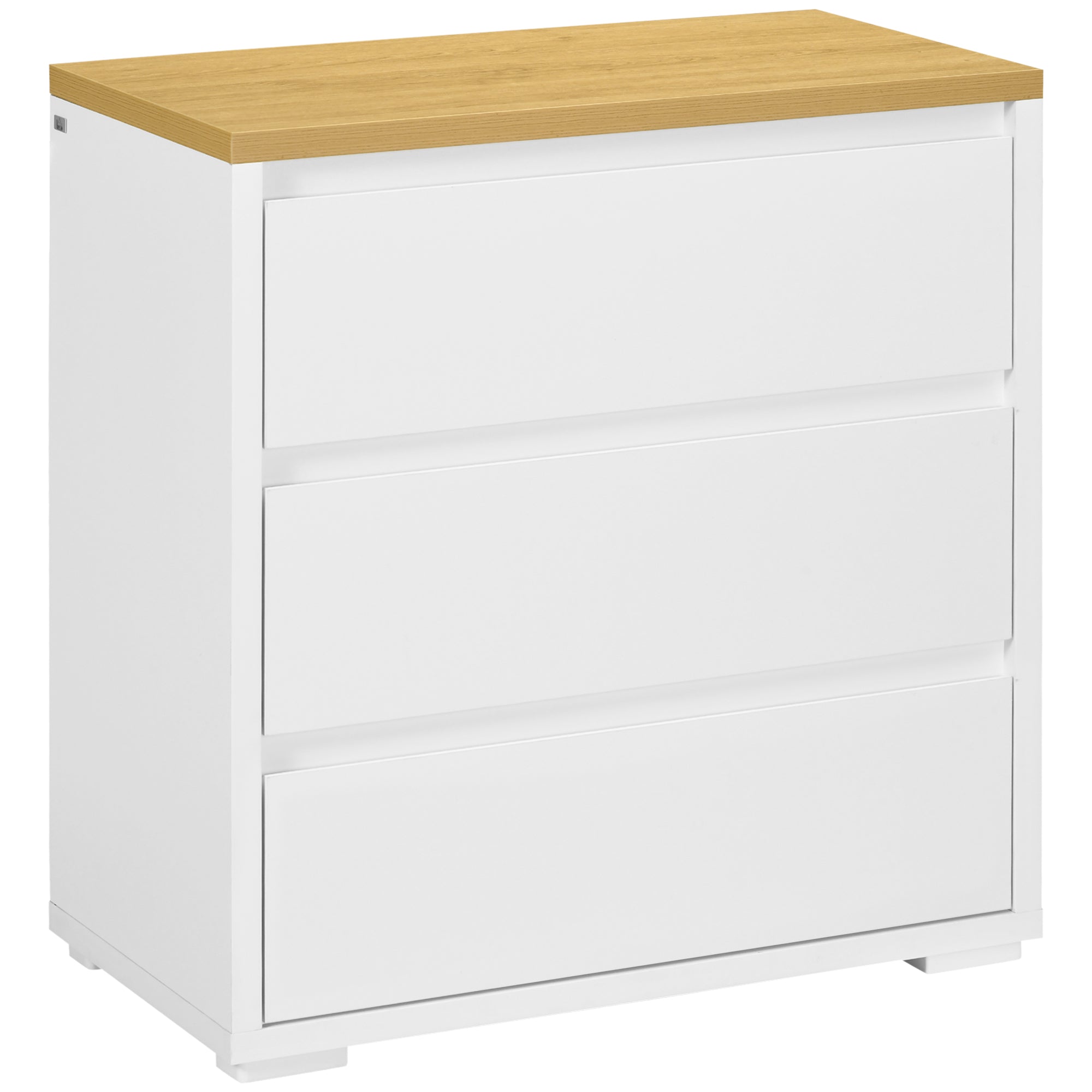 3 Drawer Chest of Drawers White Chipboard for Bedroom, Study and Living ...