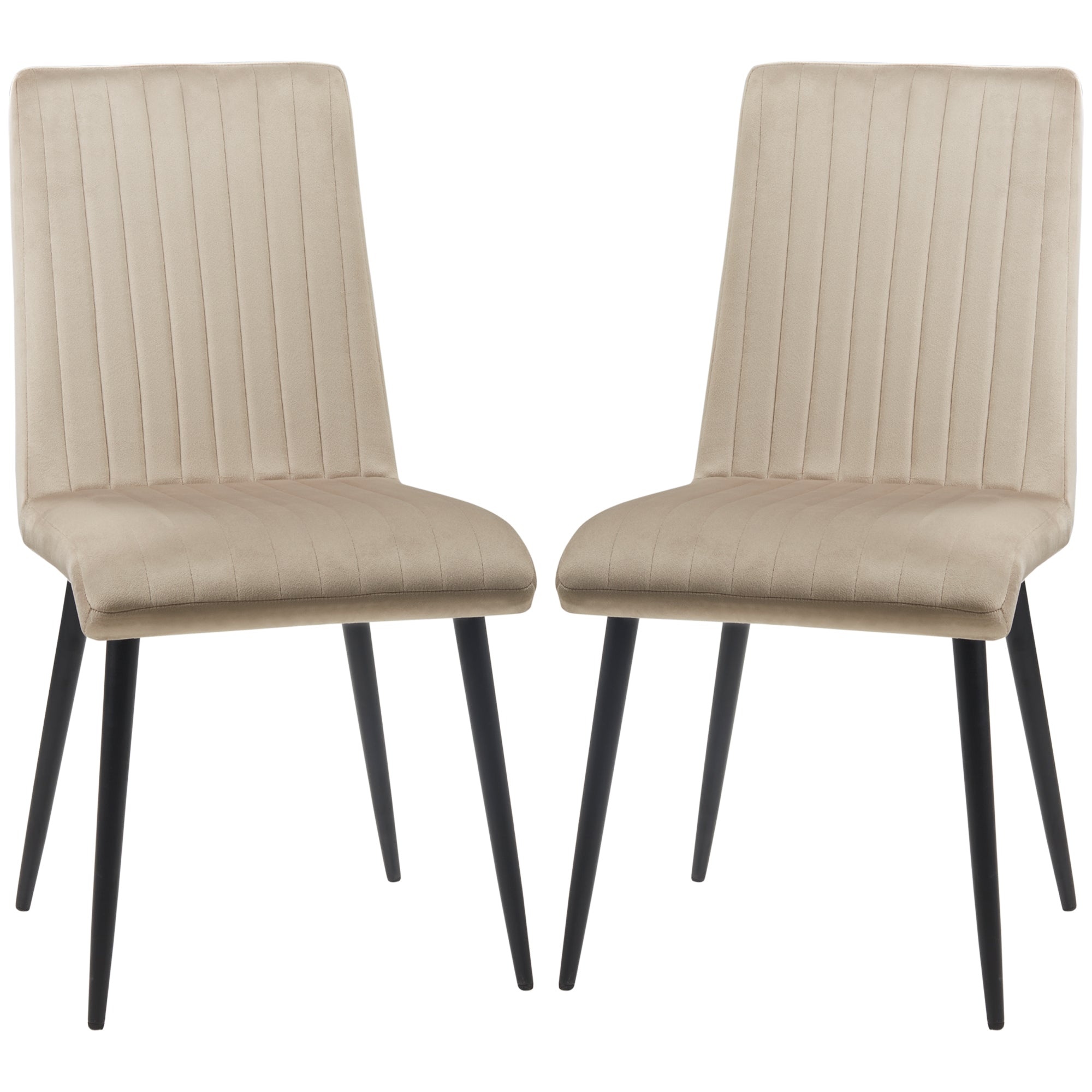 Set of 2 Padded Kitchen Chairs with Steel Legs and Space-Saving Design ...